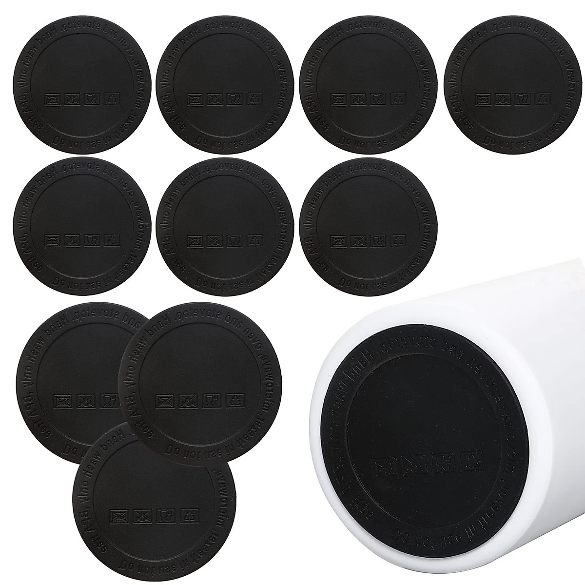 Mozeat Lens 10Pcs Rubber Bottoms for Sublimation Tumblers, Protective Anti-Slip Silicone Bottoms with Adhesive, Tumbler Bumpers Rubber Bottom for Skinny Tumblers