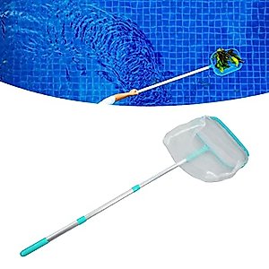 CHICIRIS Swimming Pool Leaf Skimmer, Pool Skimmer Net, Swimming Pool Net Plastic Fine Mesh Efficient Cleaning Leaf Rake with Telescopic Rod for Garden