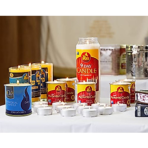 1 Day Yahrzeit Candle - 48 Pack - 24 Hour Kosher Yahrtzeit Memorial and Yom Kippur Candle in Tin Cup Holder