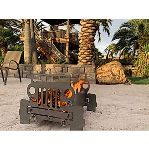300 Industries SUV Inspired Fire Pit with Grill Outdoor Compact Fireplace