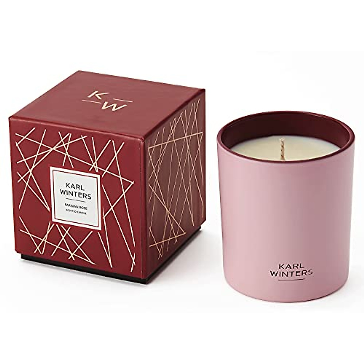 Parisian Rose Candle | Luxury Candle for Home | Rose Floral Scent | High End Candle Made With Premium Rose Oils | Matte Pink 8 oz. Jar | Gold Lid | Karl Winters Co (Rose + Gold)