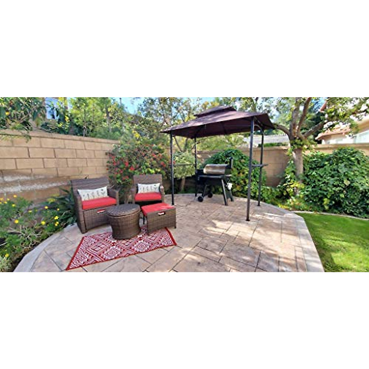 8'x 5' Gazebo Canopy Tent with Air Vent Tent for BBQ Outdoor Patio Grill Gazebo, Party Patios Large Garden Commercial Use Backyard Events Etc, Easy to Assemble, Elegant Design, Good Stability - Brown