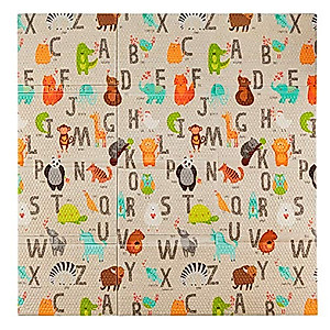 Toddleroo by North States 71" x 71" Folding ABC Play Mat - Extra large, designed to fit 6 panel or 8 panel Superyards. Foldable. Almost 36 square feet of play space (ABC multicolored)