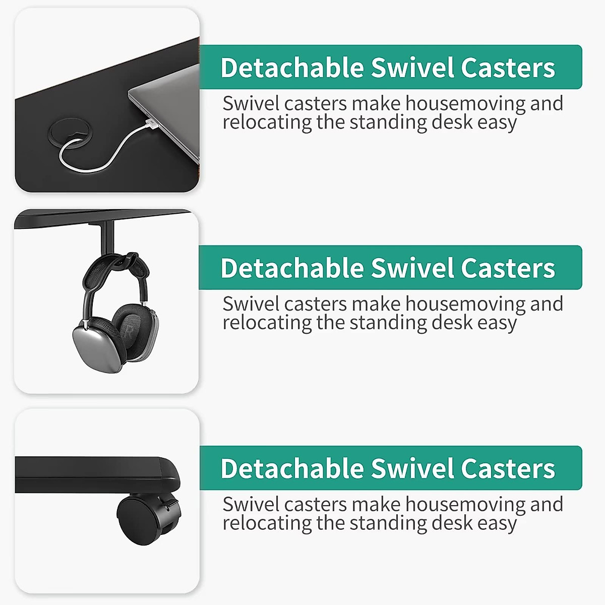 EleTab 48 x 24 Inch Electric Standing Desk with Drawer, Stand up Desk Adjustable Height for Home Office, Sit Stand Computer Desk, Ergonomic Workstation Black Steel Frame/Rustic Brown Tabletop