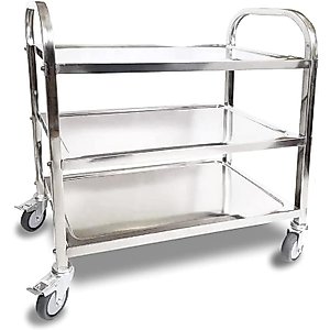 ITINA 3 Tier Stainless Steel Utility Cart with Locking Wheels L29.5× W16× H33inch 330Lbs Total Load Capacity Kitchen Island Trolley Catering Storage Cart for Kitchen Restaurant Hotel Cafe Home