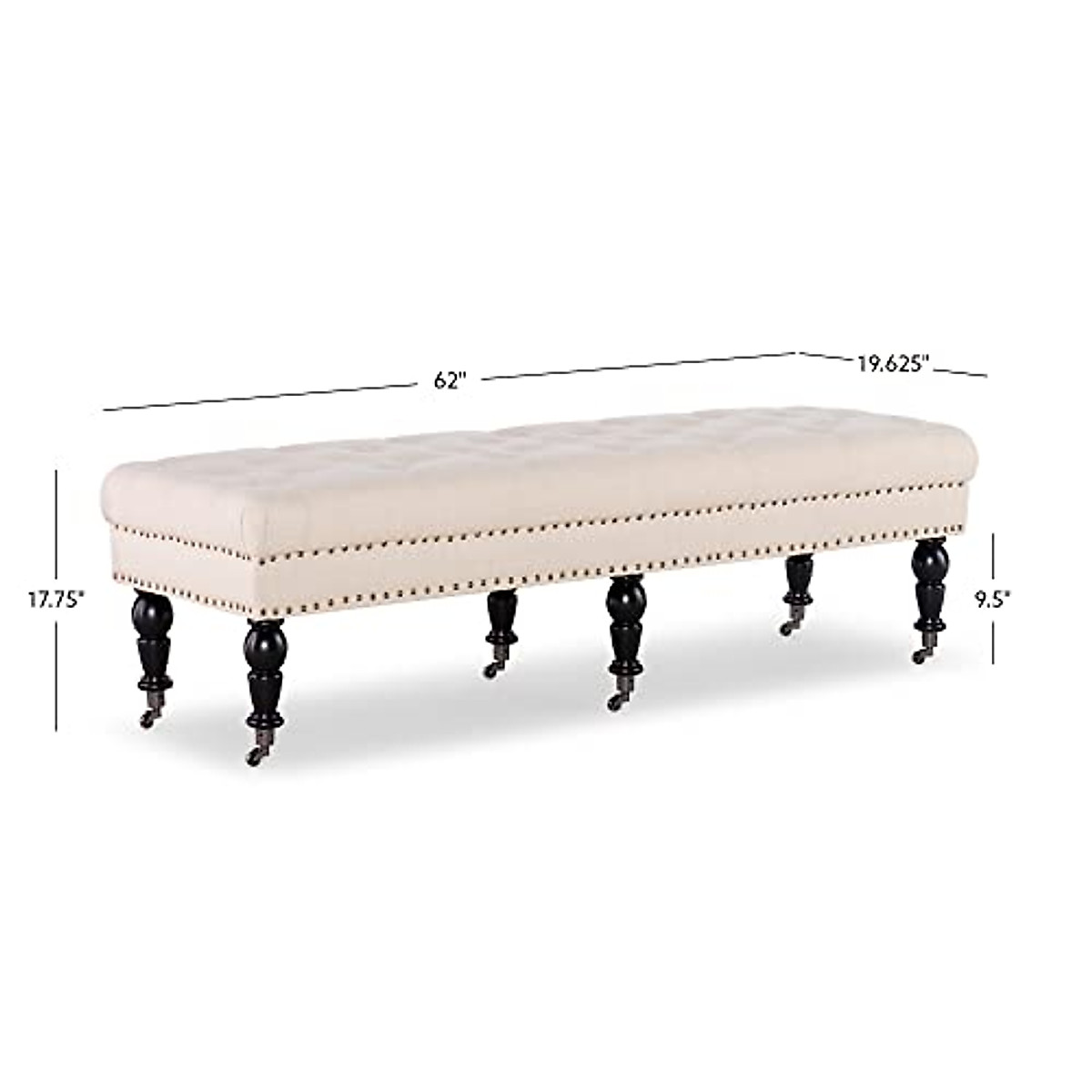 Linon Isabelle Bed Bench, 62-Inch, Dark Espresso Finish