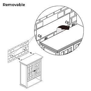 Elegant Home Fashions Neal Removable Wooden Wall Cabinet with 2 Glass Doors, White