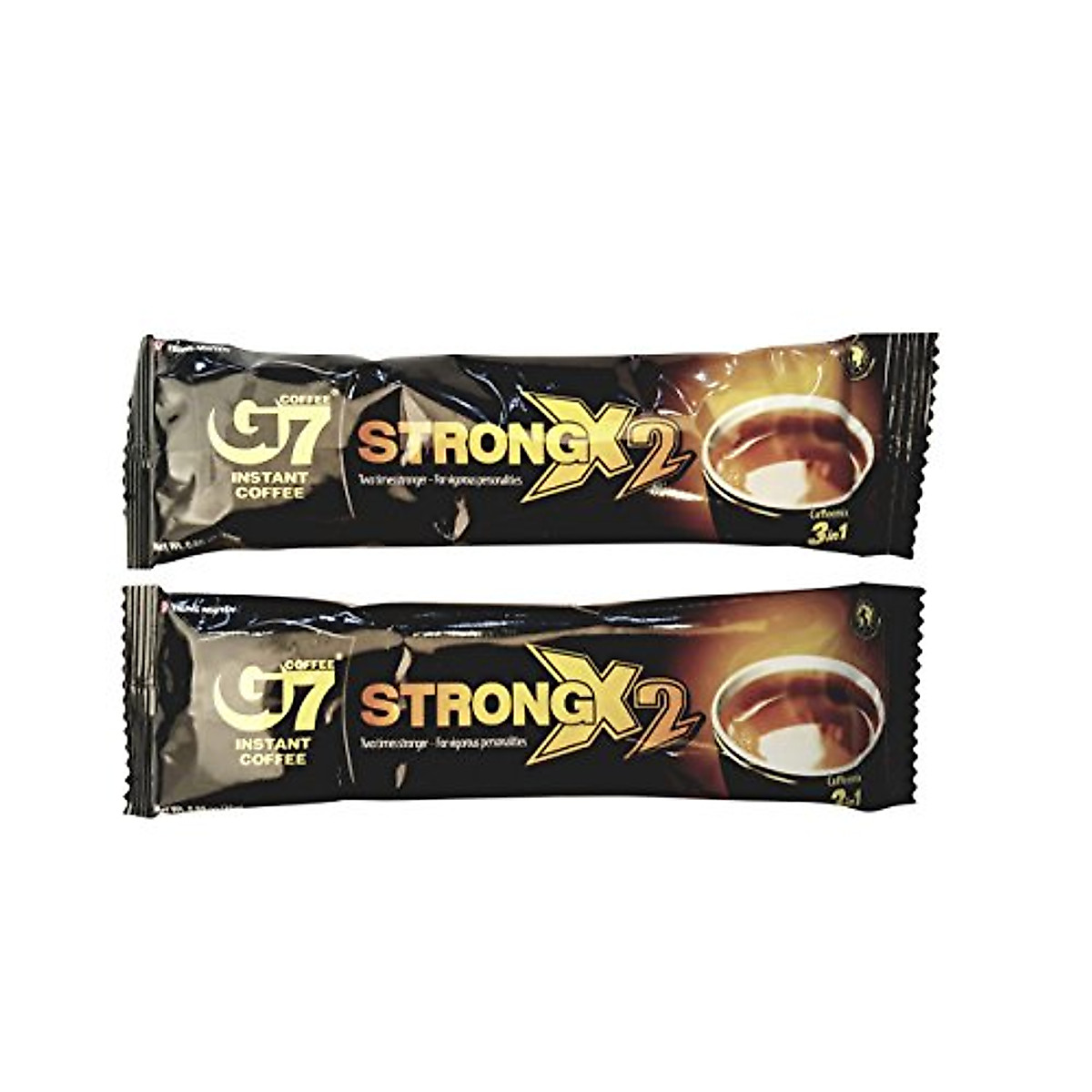 Trung Nguyen — G7 Strong X2 3 in 1 Instant Coffee — Roasted Ground Coffee Blend w/Non-dairy Creamer and Sugar — Strong and Bold — Instant Vietnamese Coffee (24 Single Serve Packets)
