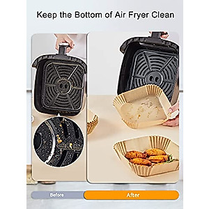 SMARTAKE Air Fryer Liners, 120 PCS Air Fryer Disposable Paper Liner, 6.1" Square Airfryer Basket Parchment Paper Liners, Non-Stick Oil-Proof for Frying Baking Roasting Oven, Fit 2-3 QT, Unbleached