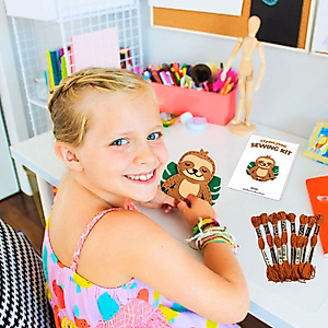 CiyvoLyeen Sloth Sewing Craft Kit Jungle Animal DIY Craft Sewing Kit for Girls and Boys Educational Sewing Kits for Kids Age 8 9 10 11 12 Craft Kit Includes 8 Projects