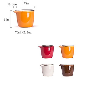 CHOOLD Colorful Mini Ceramic Creamer,Coffee Milk Creamer Pitcher/Serving Pitcher/Sauce Pitcher/Milk Creamer Jug for Kitchen 4Pcs (Multiple Color)