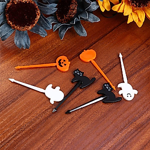 12PCS Halloween Cocktail Picks Fruit Fork Creative Fashion Cartoon Fruit Sign Childrens Holiday Fruit Fork Set