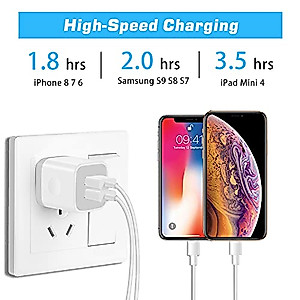 X-EDITION Wall Charger,4-Pack 2.1A Dual Port USB Power Adapter Plug Charging Block Cube for Phone 8/7/6 Plus/X, Pad, Samsung Galaxy S5 S6 S7 Edge,LG, Android (White)