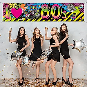 80s Party Decorations I Love 80s Banner, 1980s Hip Hop Sign Backdrop Photo Booth Birthday Party Supplies, 70.8 x 15.7 Inch