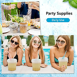 Xowine 20 Pcs 27 Oz Clear Ice Cream Bucket with Lid and Handle, Plastic Ice Cream Tub with Lid