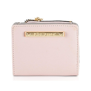 Betsey Johnson New French Foldover Snap Bifold Clutch Wallet Purse - Pink/Grey