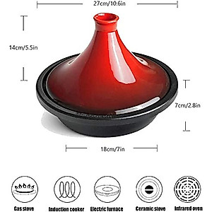 JINXIU Casserole Cast Iron Tagine Pot, Enameled Cast Iron Tangine with Lid for Different Cooking Styles and Temperature Settings, Colorful (Color : Blue)