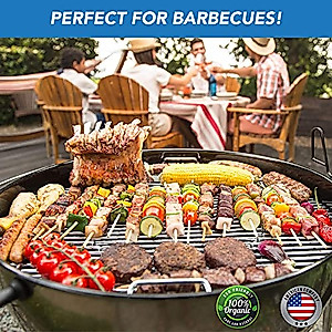 Reusable Natural Bamboo Skewers for BBQ, Kabob, Appetizer, Chocolate Fountain, Crafting, Party - 16 Inch Kebab BBQ Sticks & Skewer Wooden Skewers (100 PCS) - Thick Ideal for Grilling