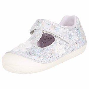 Stride Rite baby girls Soft Motion Liliana Mary Jane Flat, Iridescent, 3 Infant US
