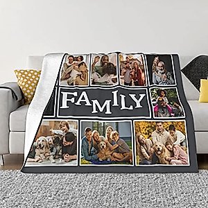 Mothers Day Custom Blankets with Family Photos Personalized Picture Throw Blankets Customized Family Blanket with Photo Blanket Birthday Gifts for Family Mom Mother Grandma Nana Dad Adult Kid 50x60