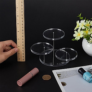 FINGERINSPIRE Round Acrylic Finger Ring Riser Clear 3 Tier Jewelry Display Stands for Rings Bracelets Watches Small Cupcake Stand Display Rack for Action Figures, Collectibles, Gem, Crystals, Rocks