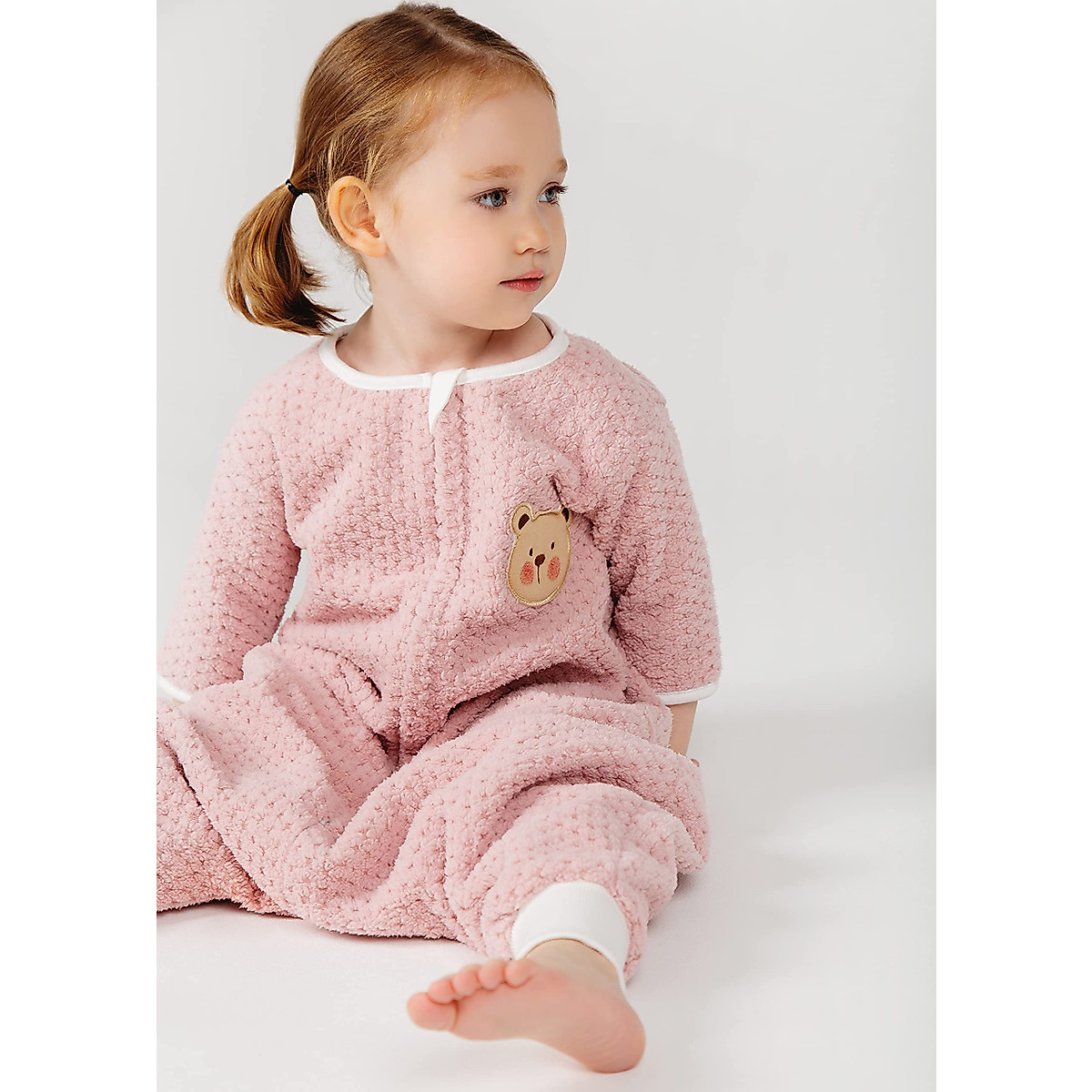 Yuni Ashley Sleep Sack 30-48Months (2.5-4yrs) Medium 2.5 TOG Waffle Teddy Pink - Baby Sleeping Sack | Sleep Sacks for Babies | Wearable Blanket | Sleep Sack for Toddlers | Wearable Blanket Baby