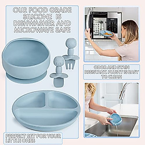 DUTCH 25 Baby Led Weaning - with bibs,divided,plate,bowl, sippy cup fork and spoon. Baby dishes- Silicone utensils for developmental milestones in self-feeding