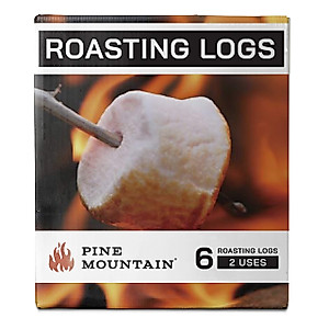 Pine Mountain Roasting Logs, Cooking firelogs for Campfire, Fireplace, Fire Pit, Outdoor and Indoor Use, 6 Pack