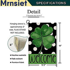 Welcome St Patricks Day Garden Flag 12x18 Double Sided Lucky Shamrock Small Burlap Saint Patricks Yard Outdoor Decor (Pack of 2)