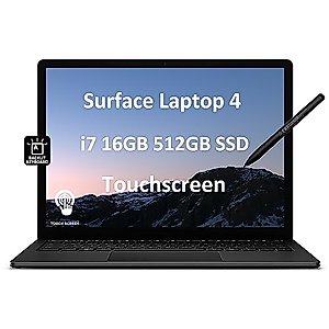 Microsoft Surface Laptop 4 13.5" 2K Touchscreen (Intel Core i7-1185G7, 16GB RAM, 512GB SSD, IST Active Stylus, Backlit Keyboard) Business Laptop, 17-Hr Battery Life, Wi-Fi 6, Webcam, Win 10/11 Pro