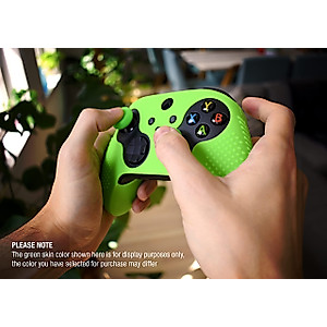 Foamy Lizard SeriesPro Controller Skin for Xbox Series X & S Protector Ergonomic Soft Studded Anti-Slip Silicone Rubber Gel Grip Case, 1 Cover + 8 Raised Thumb Grip Caps (NOT for Elite 1/2) (Black)