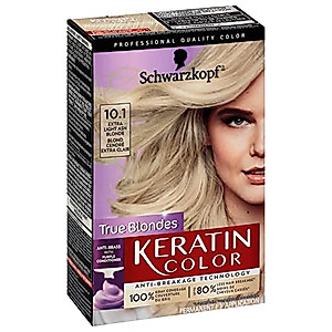 Schwarzkopf Keratin Color Permanent Hair Color Cream, 10.1 Extra Light Ash Blonde, 1 Kit