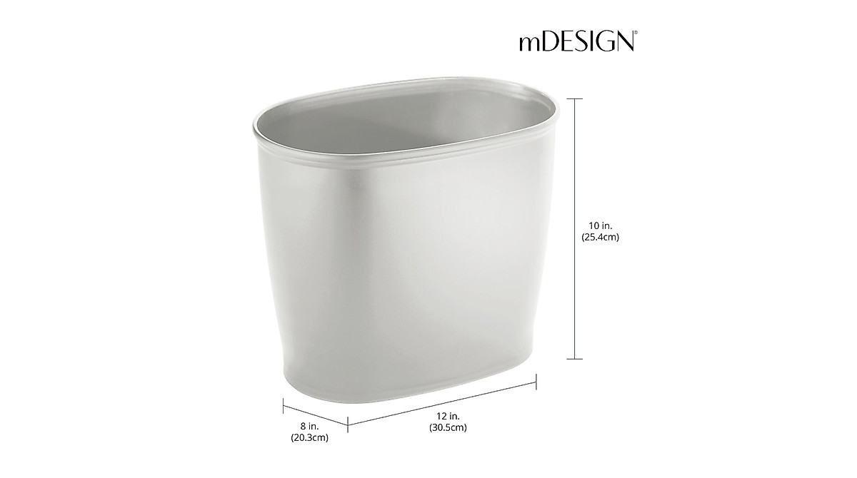 mDesign 2.25 Gallon Oval Trash Can - Ideal for Small Spaces