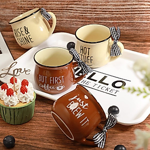 Patelai Espresso Cup, 5 Ounces Mini Coffee Mug Set, Christmas Gift for Women Mom Coffee Lover Farmhouse Coffee Bar Tiered Tray Decor Birthday Housewarming Gift (Simple Style)