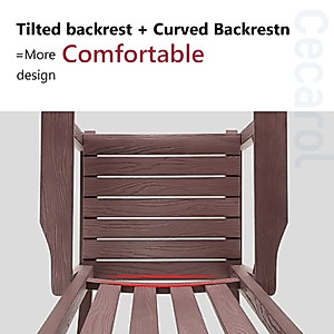 Cecarol Oversized Wood Grain Outdoor Chair, All Weather Rocking Chair Outdoor with High Back Front, Rocker Chair for Outdoor, Balcony and Porch Furniture, Coffee-PRC01