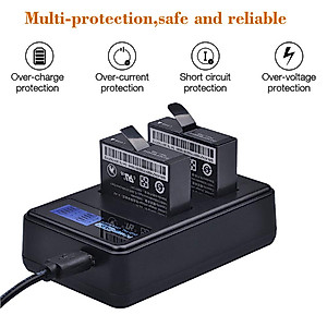 PowerTrust 2-Pack AZ16-1 Replacement Battery and LCD Dual USB Charger for XiaoYi 4K and YI Lite Sport Cameras