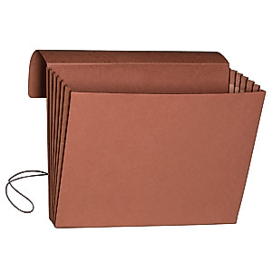 Smead Expanding File Wallet, Flap and Cord Closure, 5-1/4" Expansion, Extra Wide Legal Size, Redrope, 10 per Box (71189)