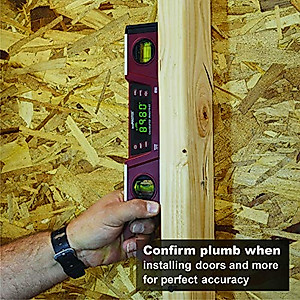 Calculated Industries 7210 AccuMASTER PRO Digital Torpedo Level and Protractor | 10” Inch | Neodymium Magnets | Bright LED Display | IP54 Dust/Water Resistant, Red