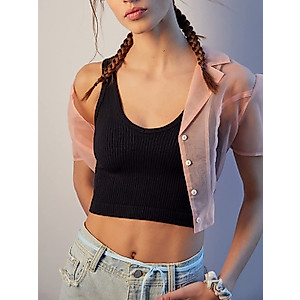 3 Pieces Womens Tank Tops Cute Sexy Going Out Ribbed Summer Tops Black White Crop Tops for Women(S055M-heibailv)