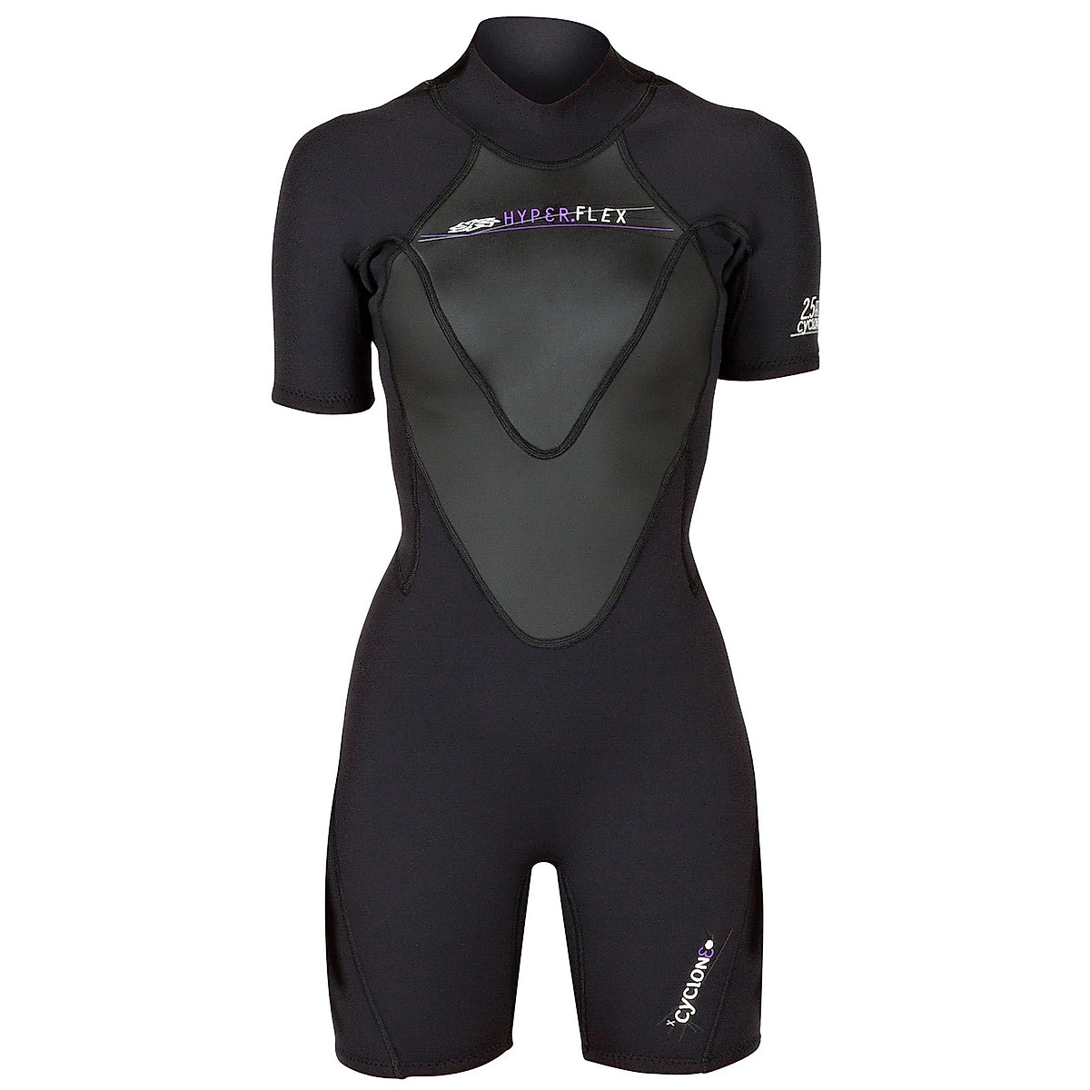 Hyperflex Wetsuits Women's Cyclone2 2.5mm Spring Suit, Black, 8 - Surfing, Windsurfing & Kiteboarding