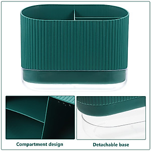 TOPBATHY Kitchen Utensil Draining Chopstick Cage Silverware Drainer Basket 3 Divided Cutlery Drying Utensil Crock Sink Countertop Flatware Organizer for Spoons Forks Green