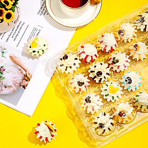 24 Pack Mini Cupcake Containers, 24 Count, Disposable Plastic Small Cupcake Boxes Bulk, High Dome Lid Cupcake Holder Cupcake Carriers for Transporting Small Cupcakes with Tall Icing