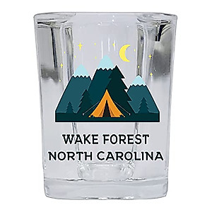 R and R Imports Wake Forest North Carolina 2 Ounce Square Base Liquor Shot Glass Tent Design