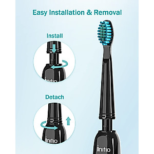 Initio IT959 Replacement Toothbrush Heads Compatible with Dnsly, Professional Electric Toothbrush Heads for SEAGO 958 507 M10 M8, CleanCare Toothbrush Heads Compatible with Oraimo 2303, 3 Pack, Black