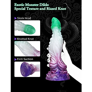 Realistic Thick Dragon Dildo with Knot, 10inch Long Monster Dildos Silicone Fantasy Dildo Anal Plug Toys for Women and Men Couples