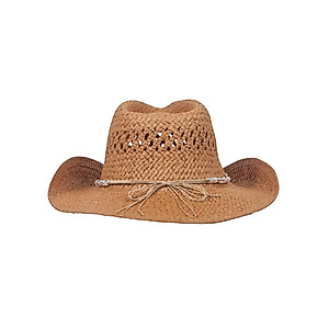 MG Womens Straw Outback Toyo Cowboy Hat, Brown