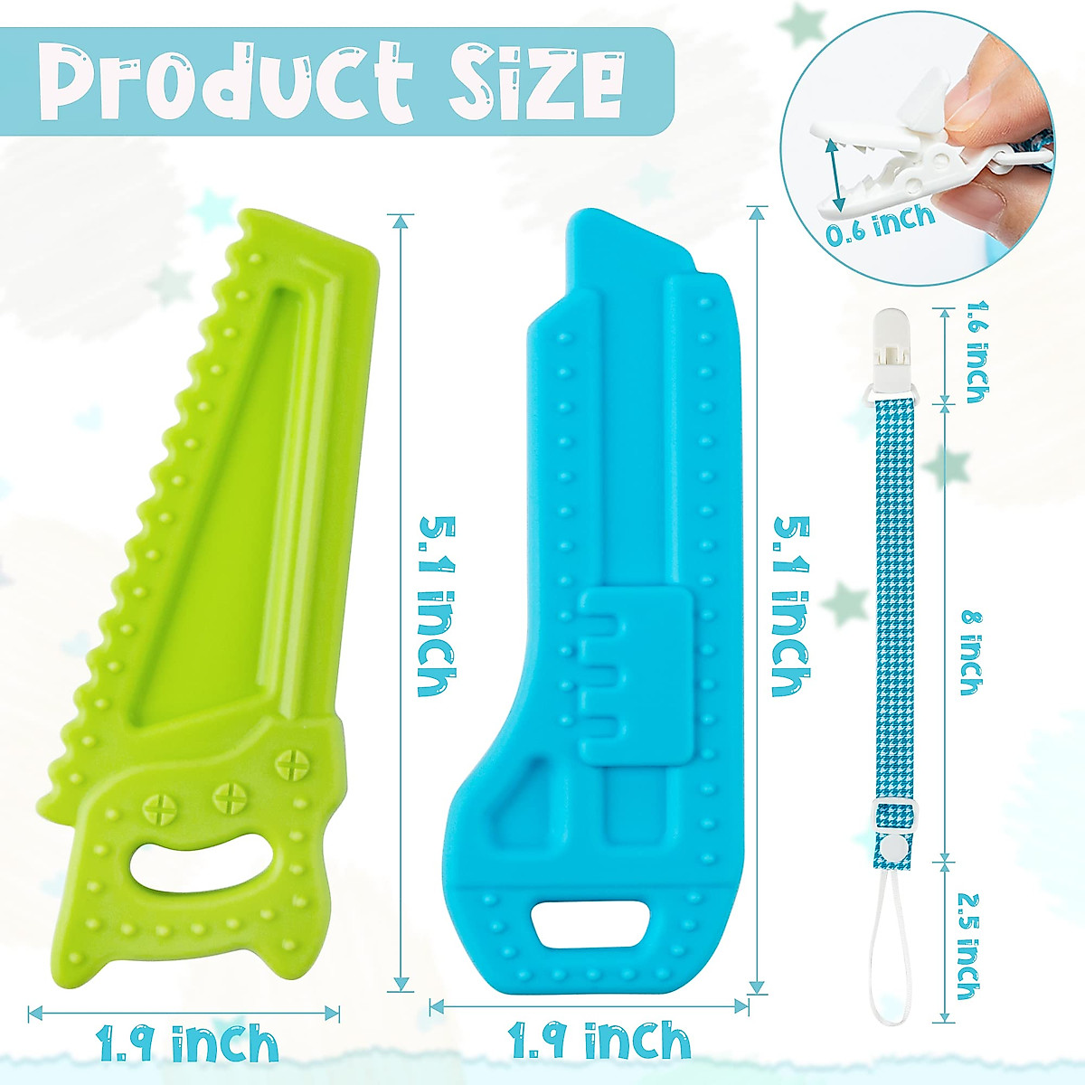 4Pcs Teething Toys for Babies, Soothe Babies Sore Gums BPA Free Silicone Teething Chew Toys with Pacifier Clip Infants Molar Teether Baby Shower Keepsake Gifts for 0-6 Months 6-12 Months