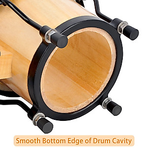 EASTROCK Hand Held Tambourine Ring 3 Packs and Bongos Drum 4”+5” Set Wood Percussion Instruments