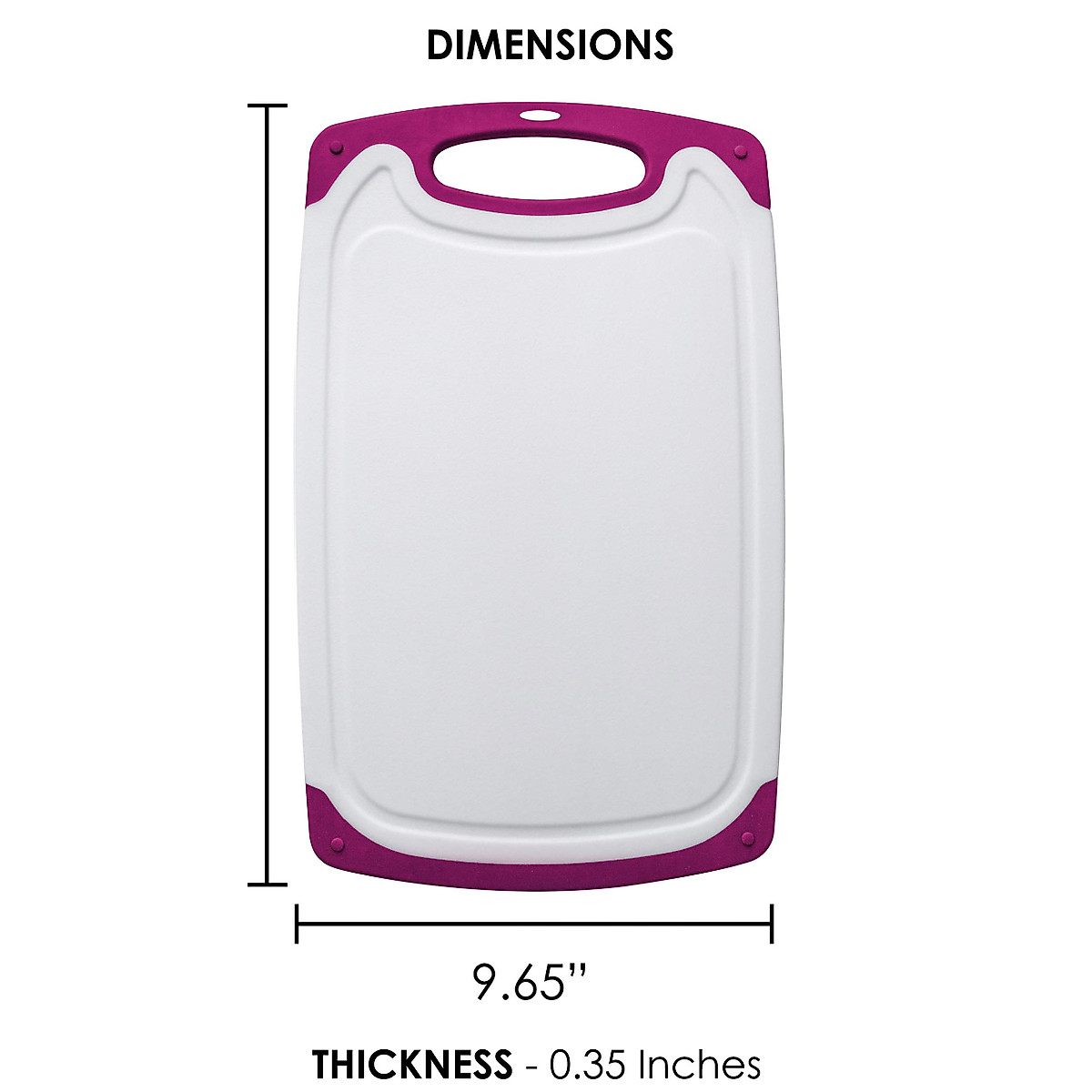 CHEF GRIDS Durable Plastic Cutting Board Set, Chopping Board Thick Plastic, for Vegetable Meat or Cheese with Non-Slip Feet and Handles with Juice Groove (BLACK)