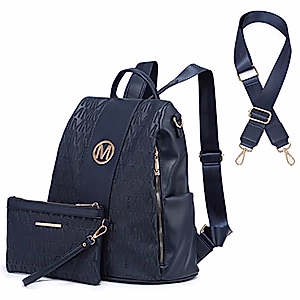 MKP Women Fashion Backpack Purse Jean Denim Handbag Anti-Theft Rucksack Travel School Shoulder Bag with Wristlet